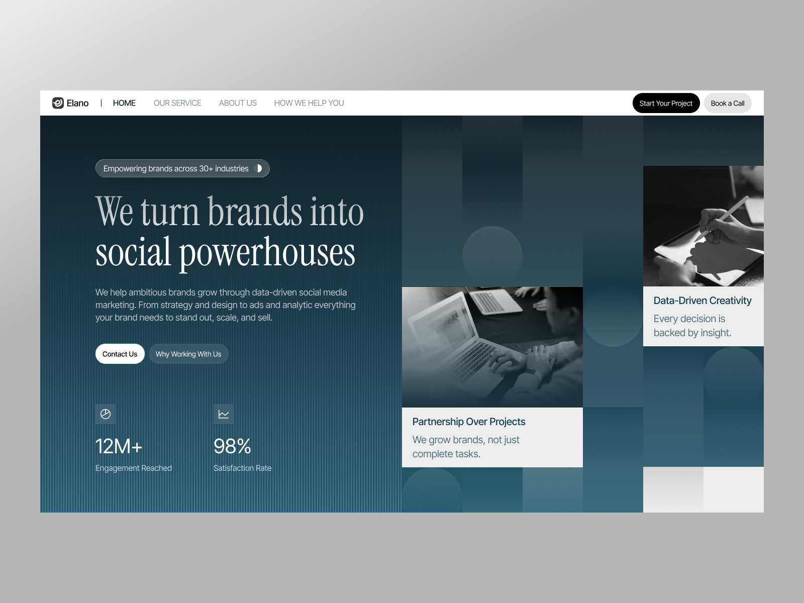 Elano - Social Media Marketing Website by Odama on Dribbble
