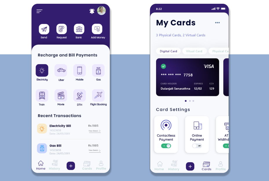 Payment app UI design by Dulanjali Senarathna on Dribbble