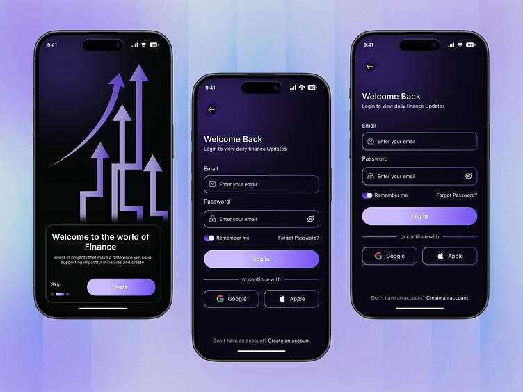 Finance App Login & Onboarding UI/UX Design by MaMuN AhAmEd on Dribbble
