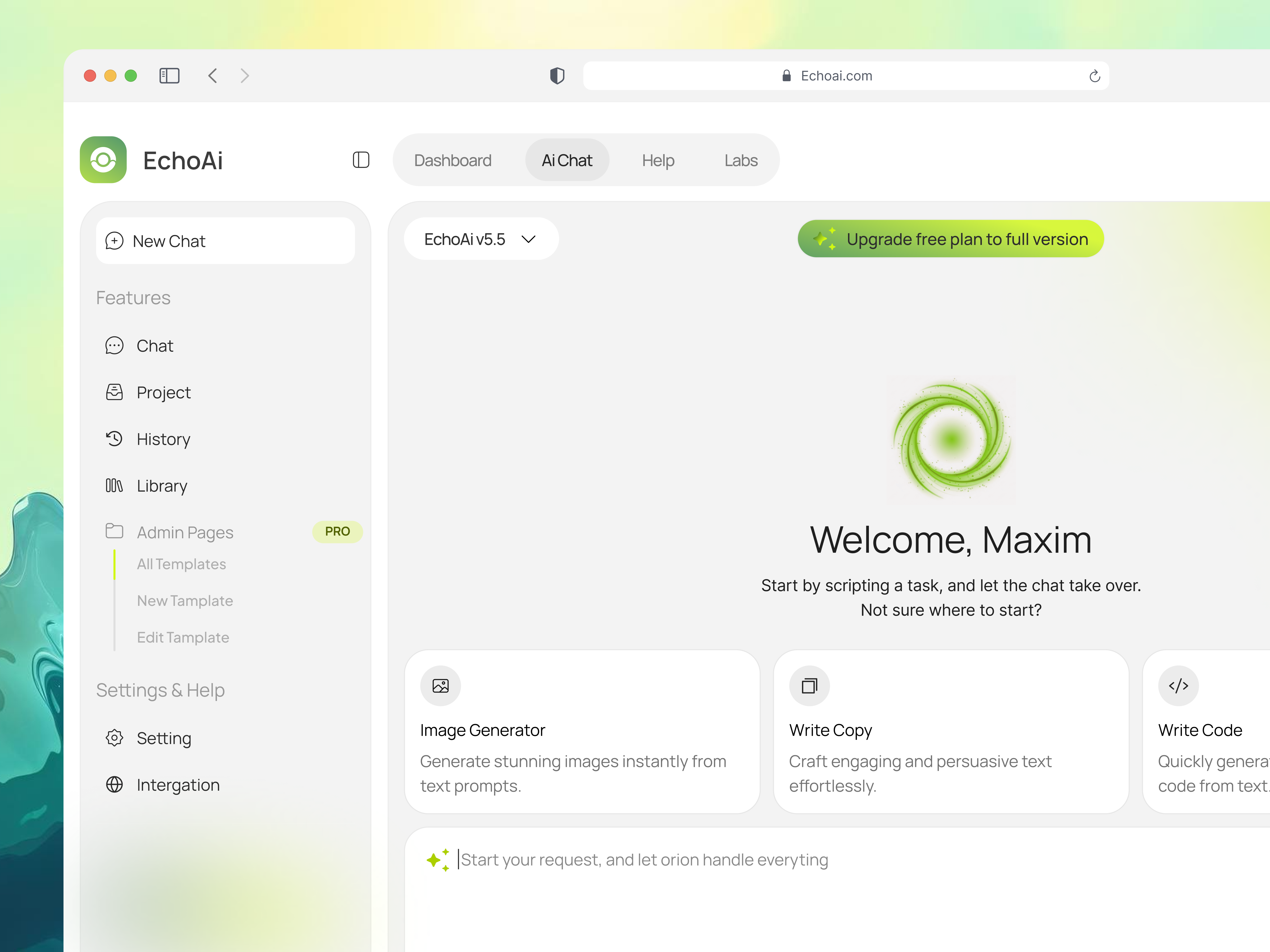 EchoAi - AI Chatbot Web App by Vektora UIUX for Vektora on Dribbble