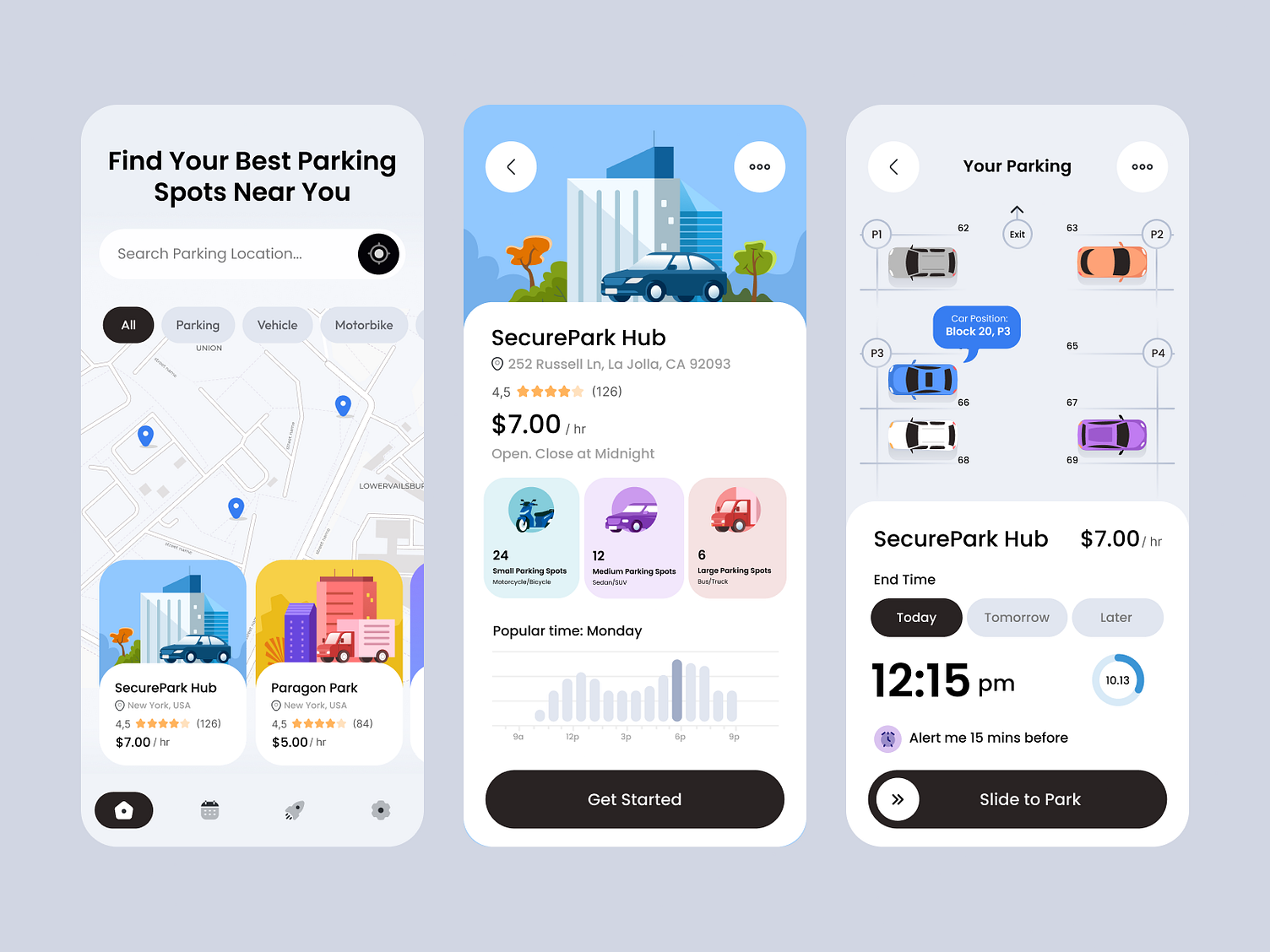 Parking Space App Design by Paperpillar on Dribbble
