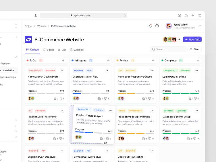 Syncboard - Task Manager Dashboard kanban Board by Vektora UIUX for Vektora on Dribbble