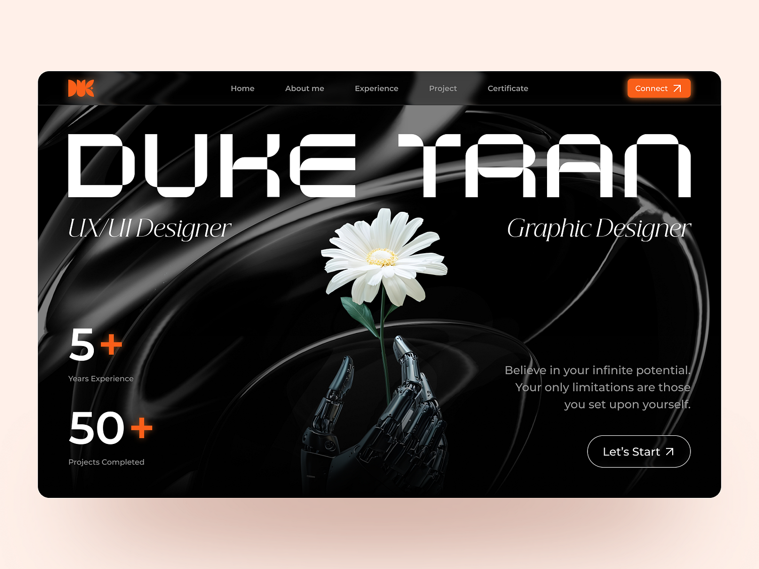 Portfolio Website - Hero Section by Duke Tran on Dribbble