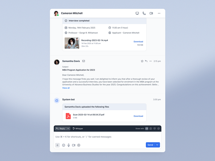 University agent Chat UI - EdTech Platform by Amplifyn on Dribbble