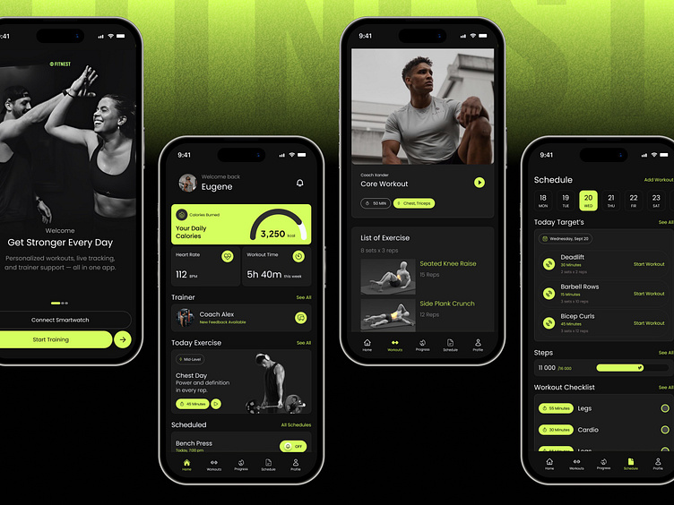 Fitnest - Fitness Workout Mobile App UI Bold Modern Design by LAIN UI ...