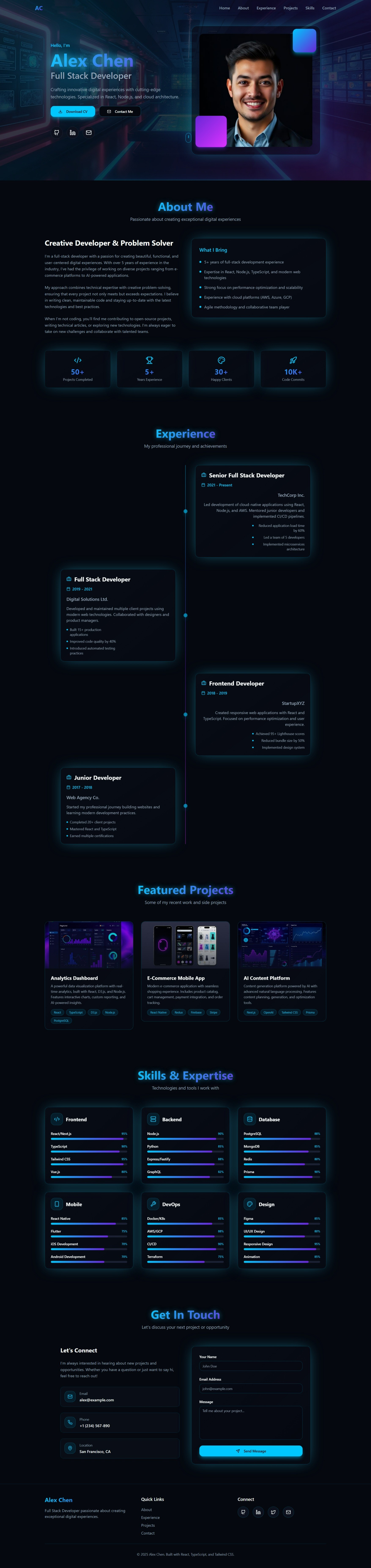 Futuristic 3D & Parallax Resume Template by WebCraft Collections on ...