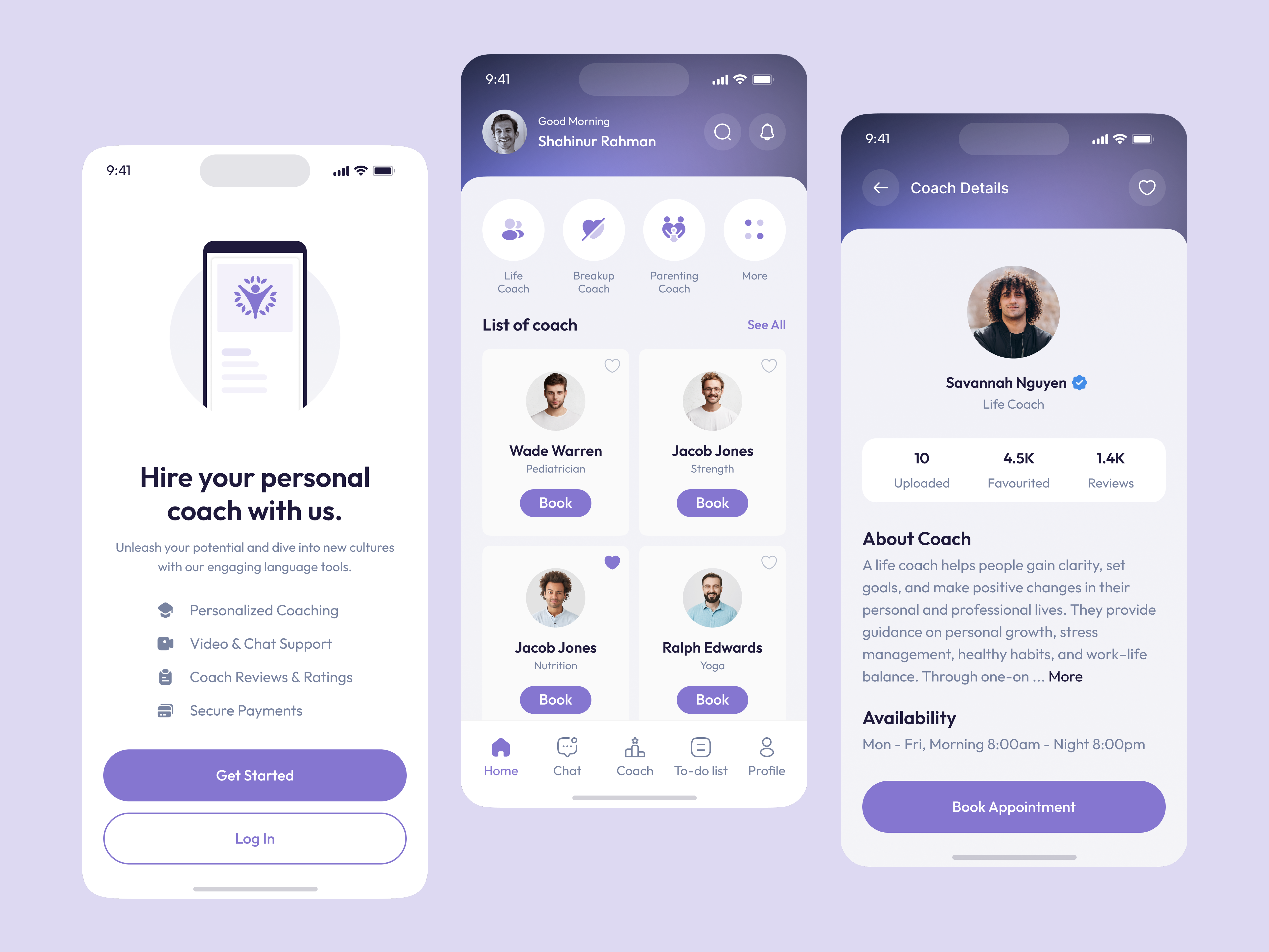 Personal Coach Hiring Mobile App UI Design by Shahinur Rahman on Dribbble