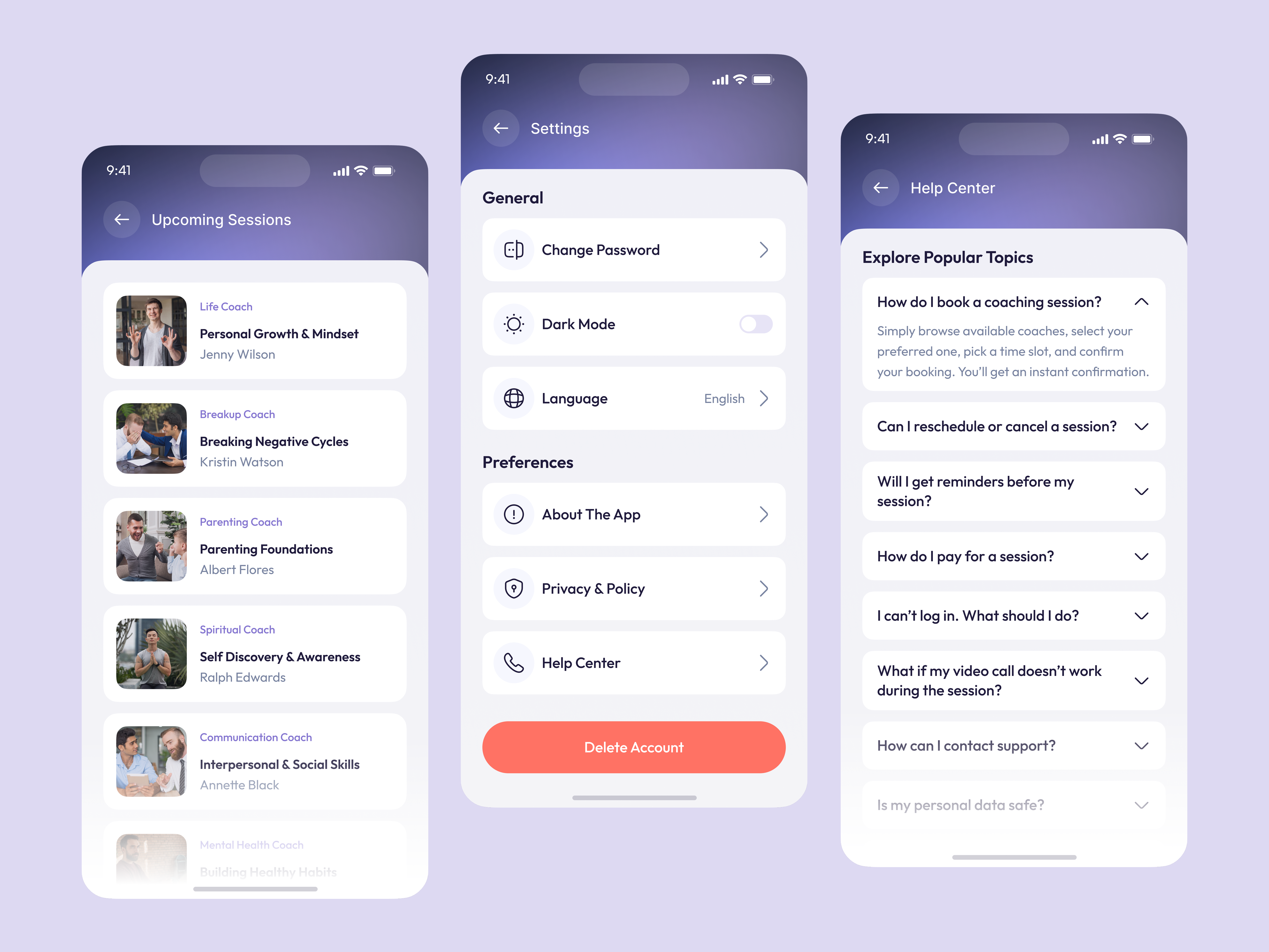 Personal Coach Hiring Mobile App UI Design by Shahinur Rahman on Dribbble