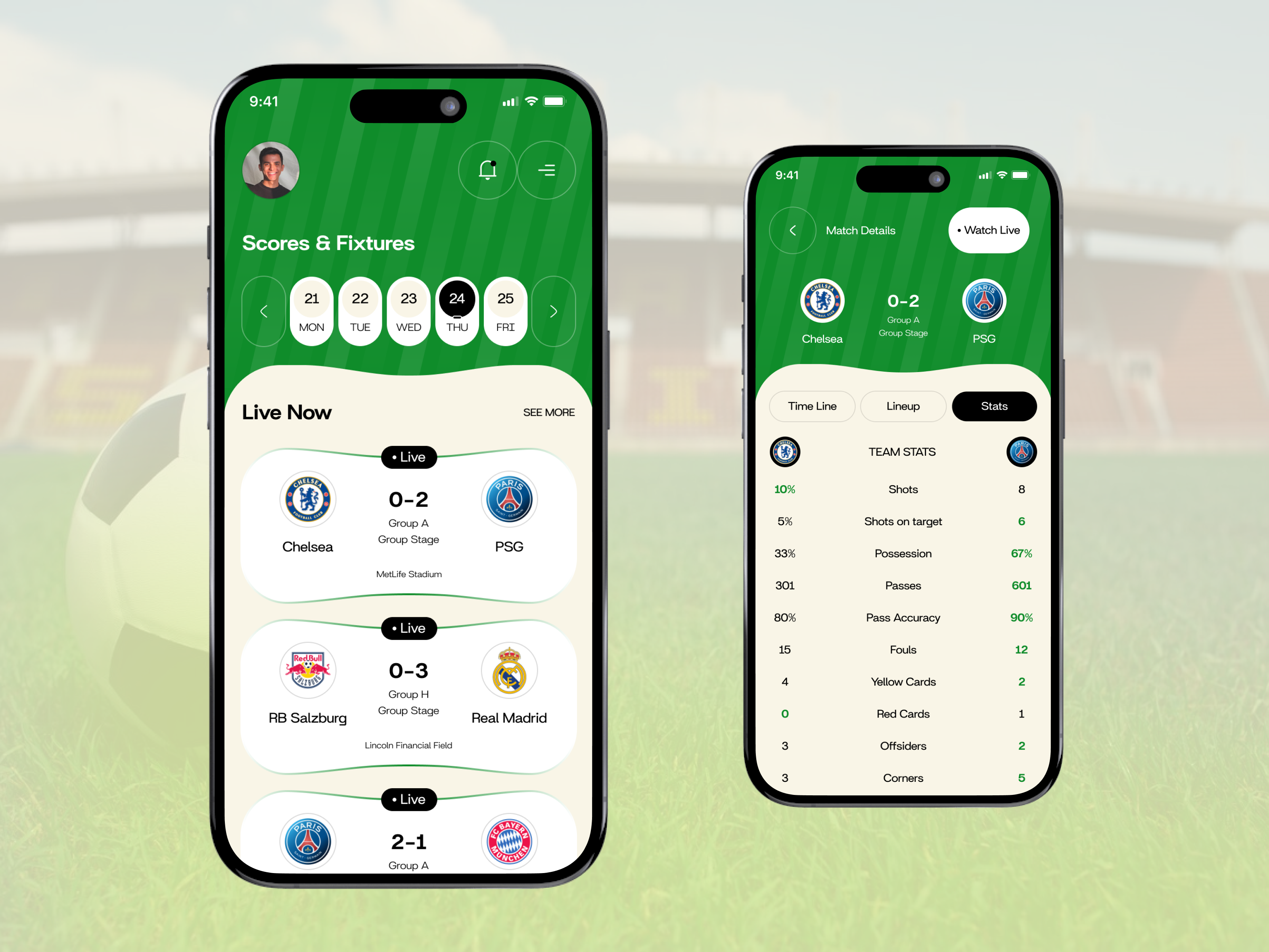 Football App UI – Live Match App by Beadaptify on Dribbble