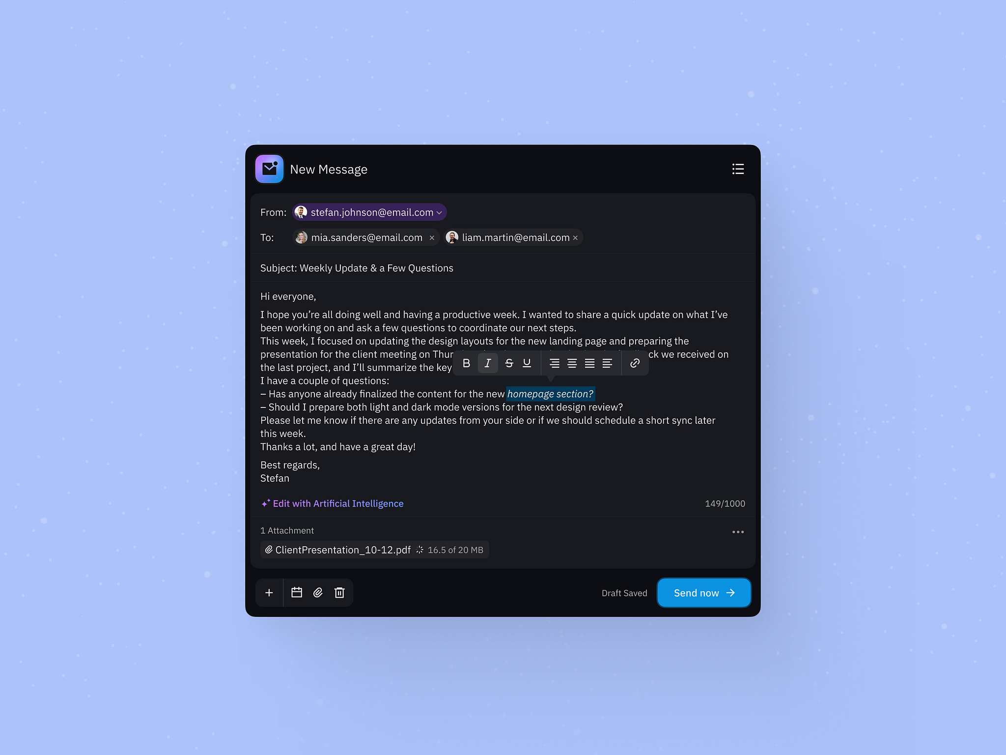 AI Email Message Interface by Anzhelika Amakonze on Dribbble