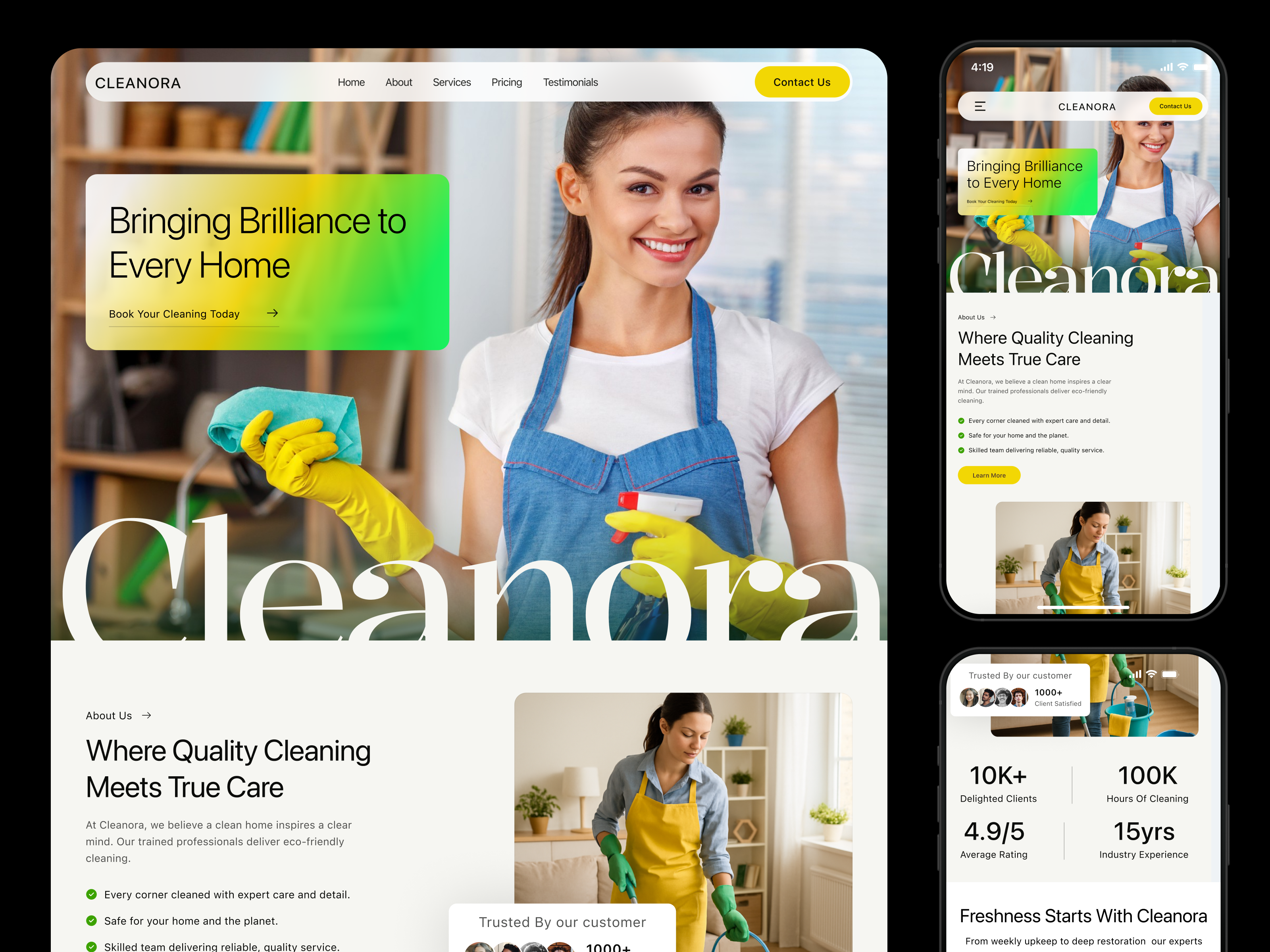Cleanora – Cleaning Service Website Design by Sujon Hossain for Oripio on Dribbble