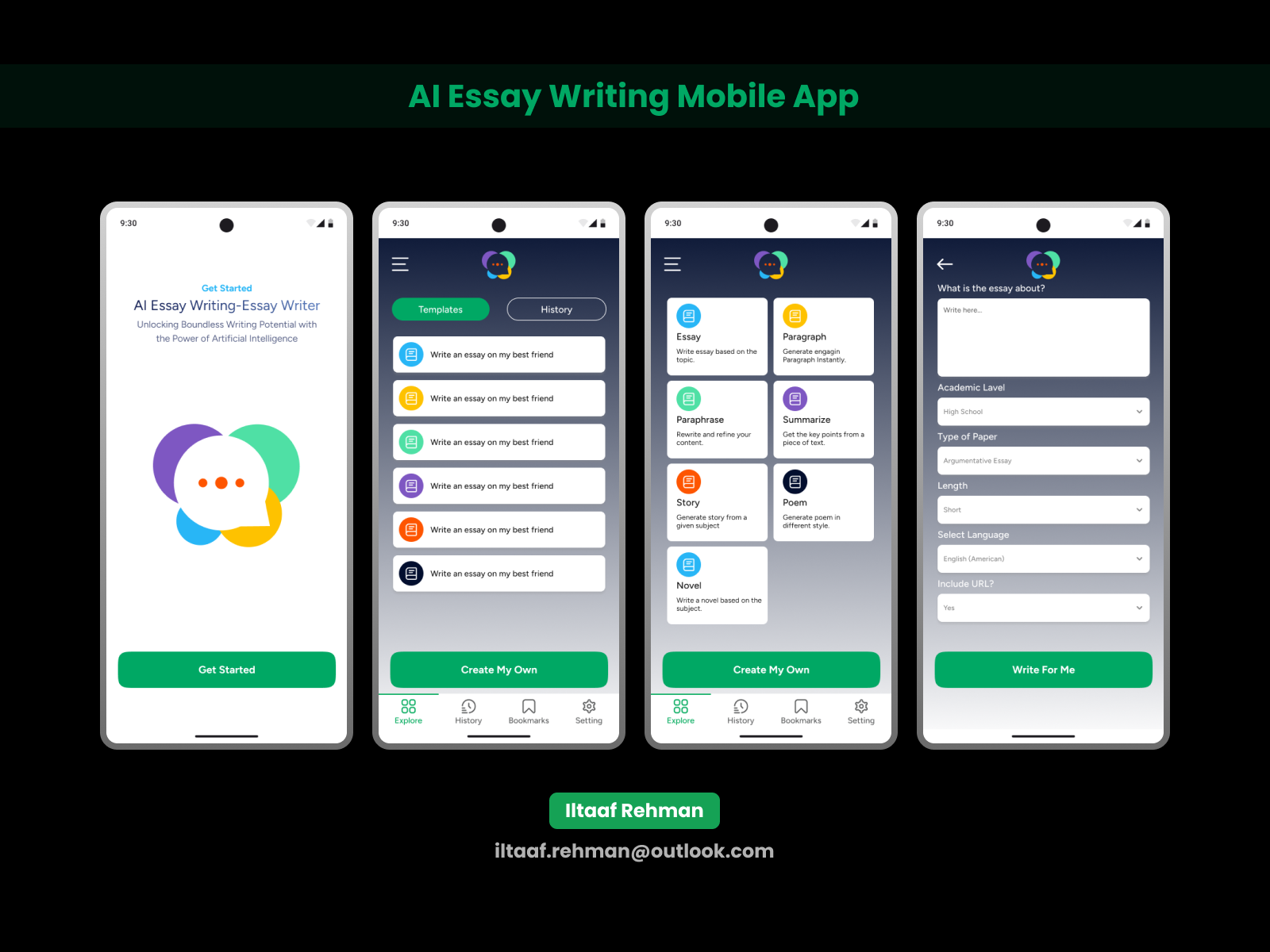 AI Essay Writing Mobile App by Iltaf Ur Rehman on Dribbble