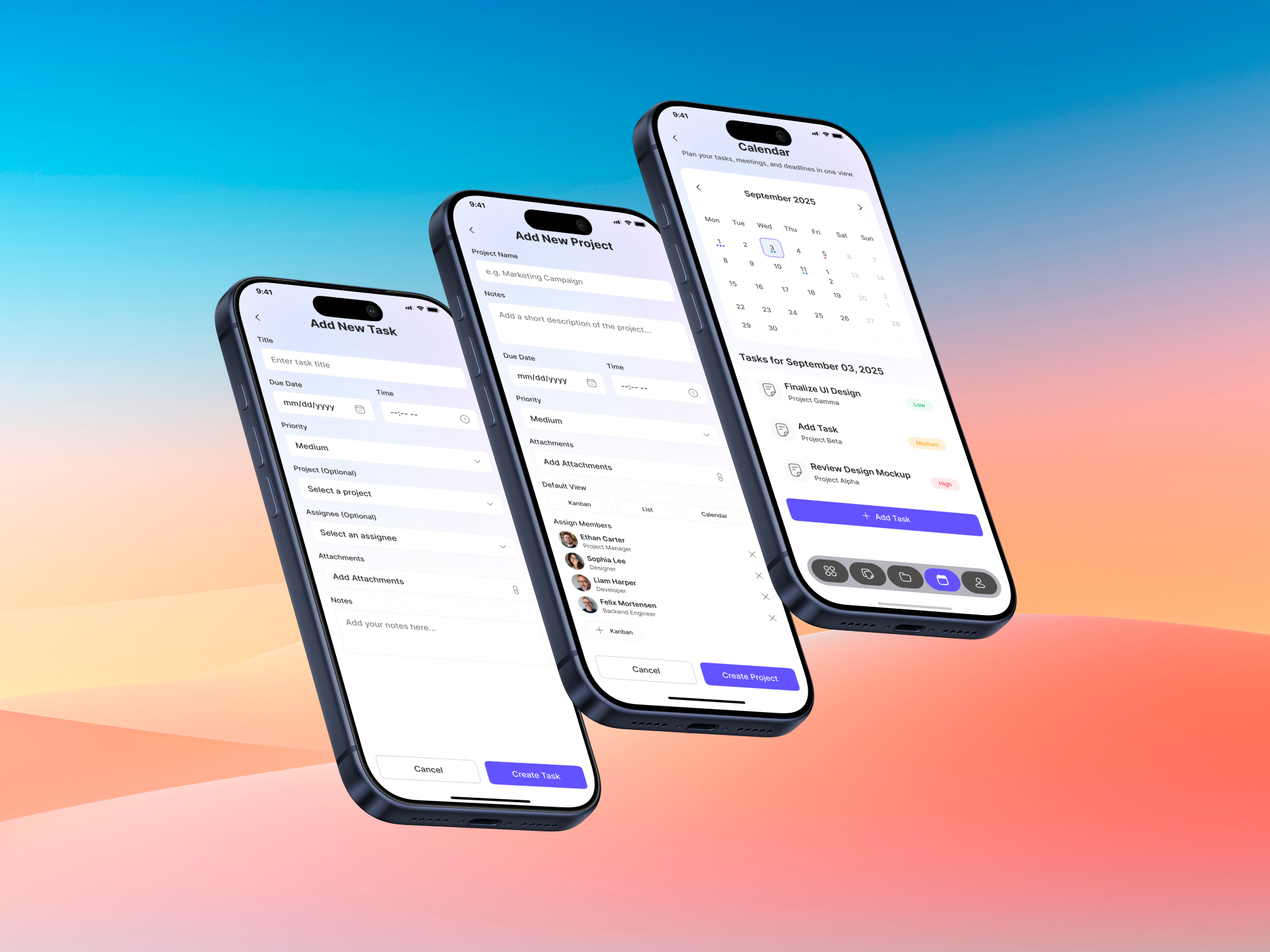 Task Management App – Add Task, Add Project & Calendar UI by ilias miah Hire Now for Confidency ...