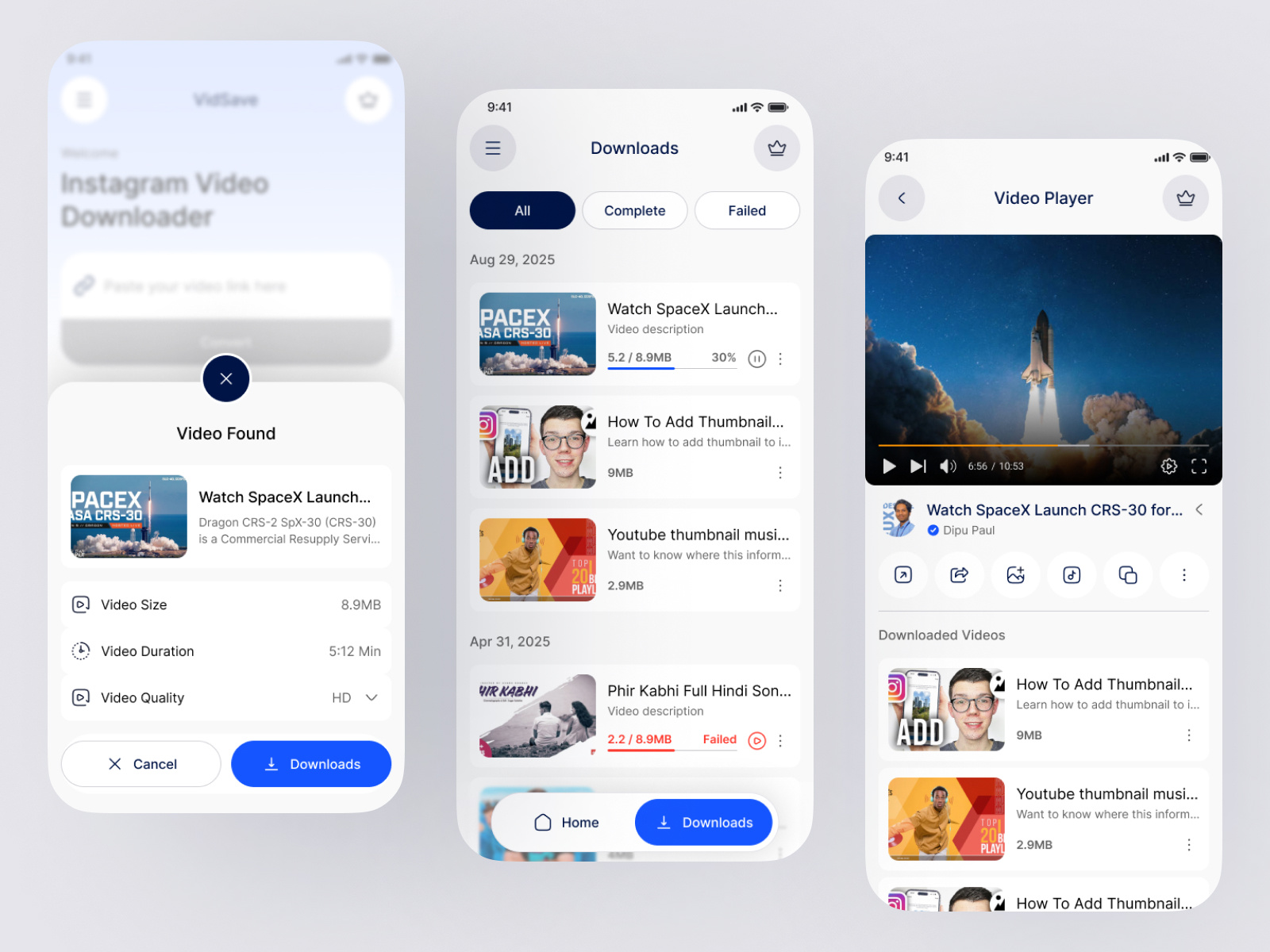 VidSave – Full Mobile App Design Case Study (UI/UX) by Dipu Paul on ...