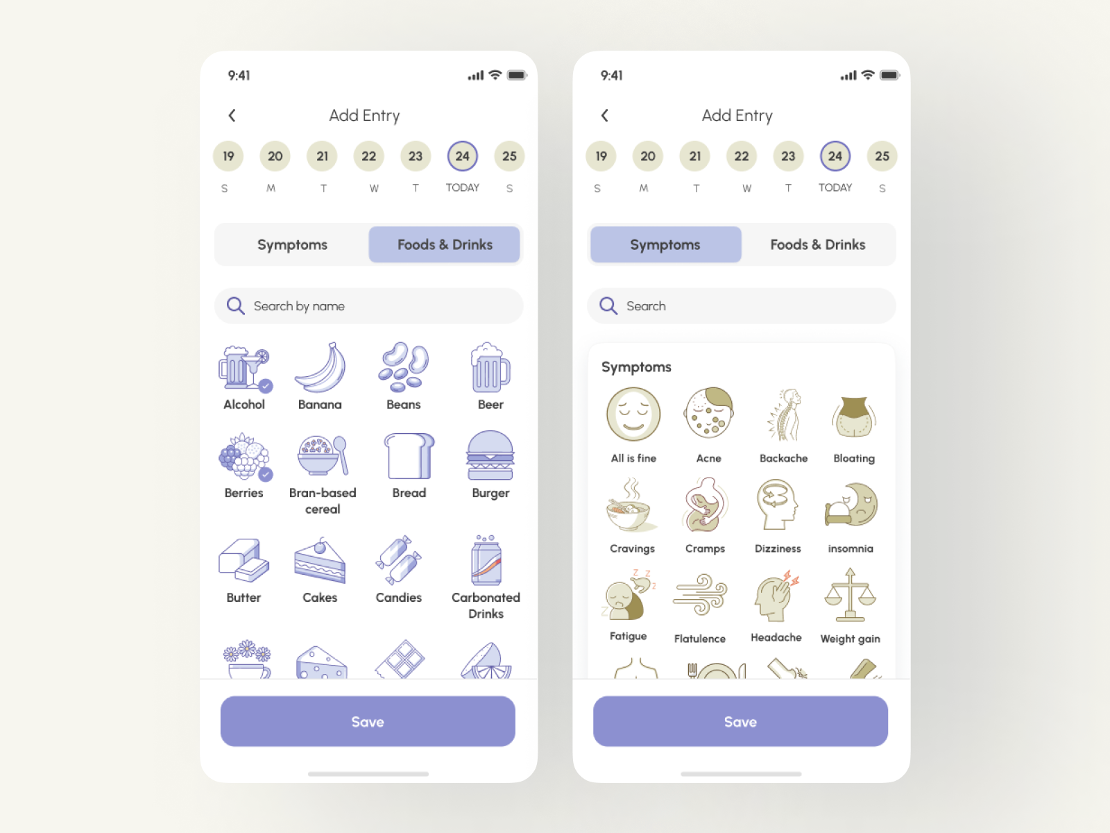 Mobile App UI UX Design | Femtech Wellness IOS Nutrition Tracker by ...