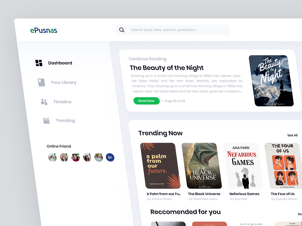 ePusnas - Digital Library Dashboard by Hilal RF on Dribbble