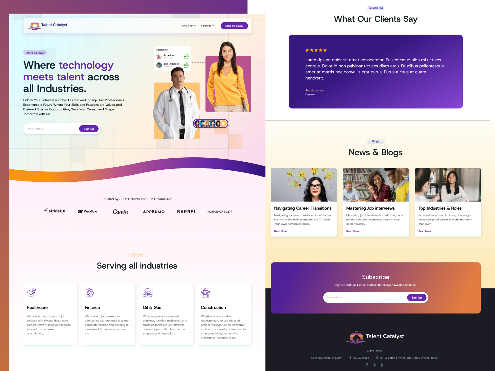 Talent Catalyst Landing page design and development webflow by Shakil Ali on Dribbble