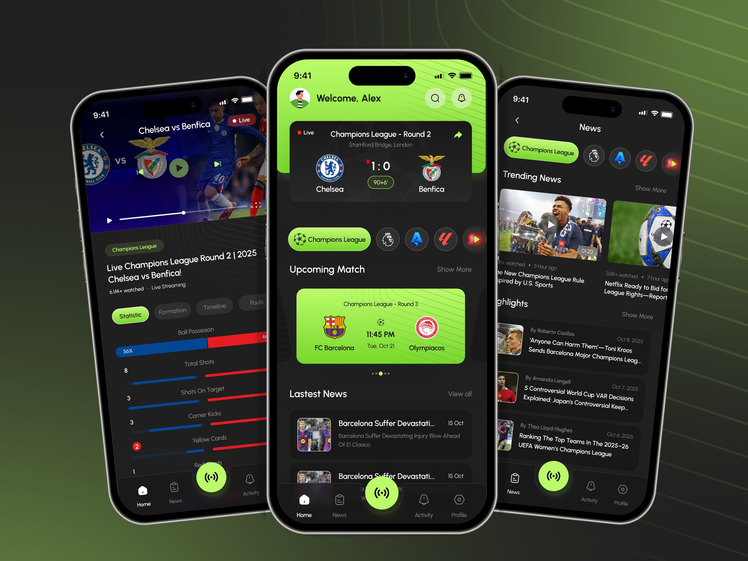 Kivora – Live Streaming & Soccer Sport Mobile App UI Design by LAIN UI/UX for LAIN DESIGN AGENCY ...
