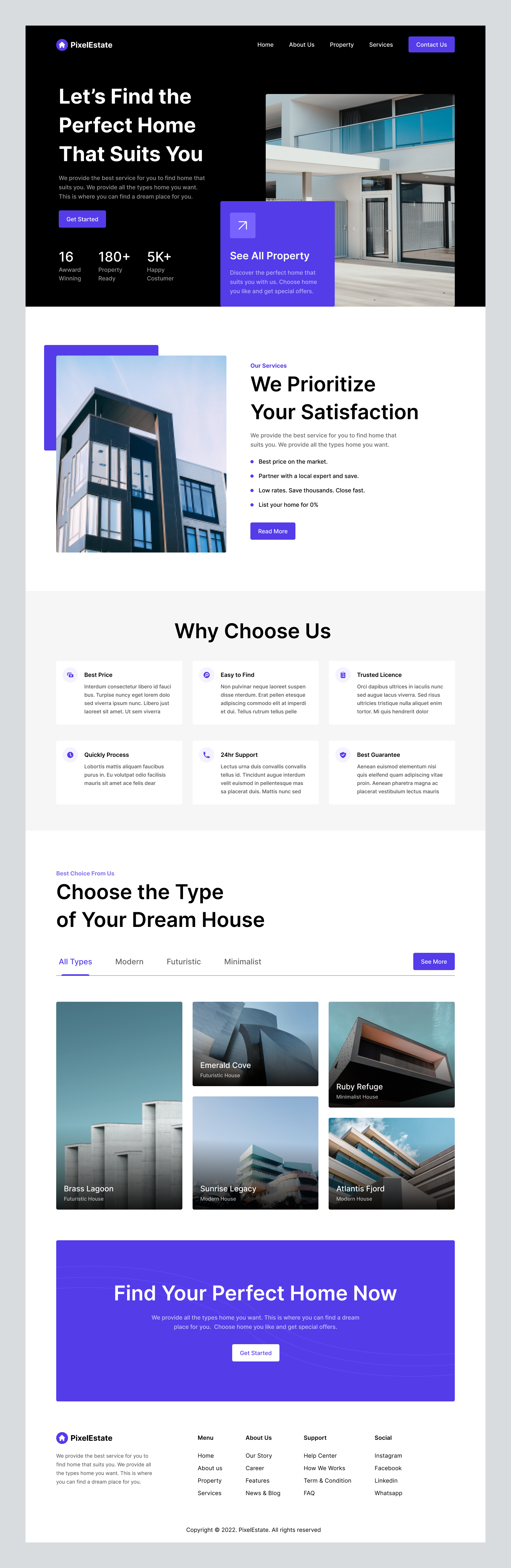 PixelEstate - Real Estate Landing Page by Hilal RF on Dribbble