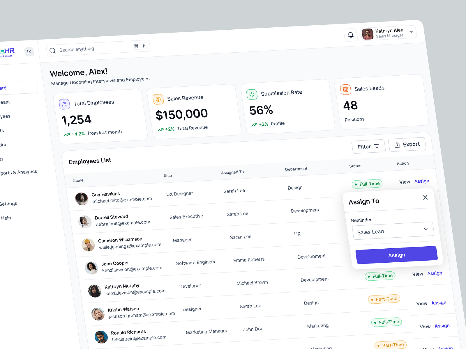 Employee Management Dashboard UI Design by Noviq on Dribbble