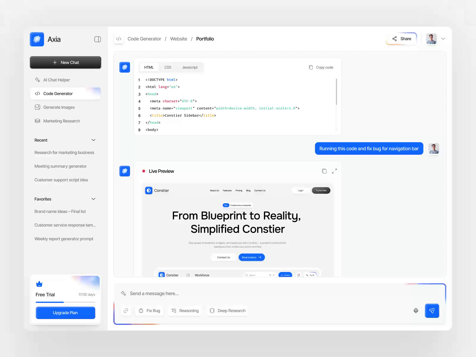 Axia - AI Chatbot Dashboard by Fajar Firmansyah for Orenji Studio on ...