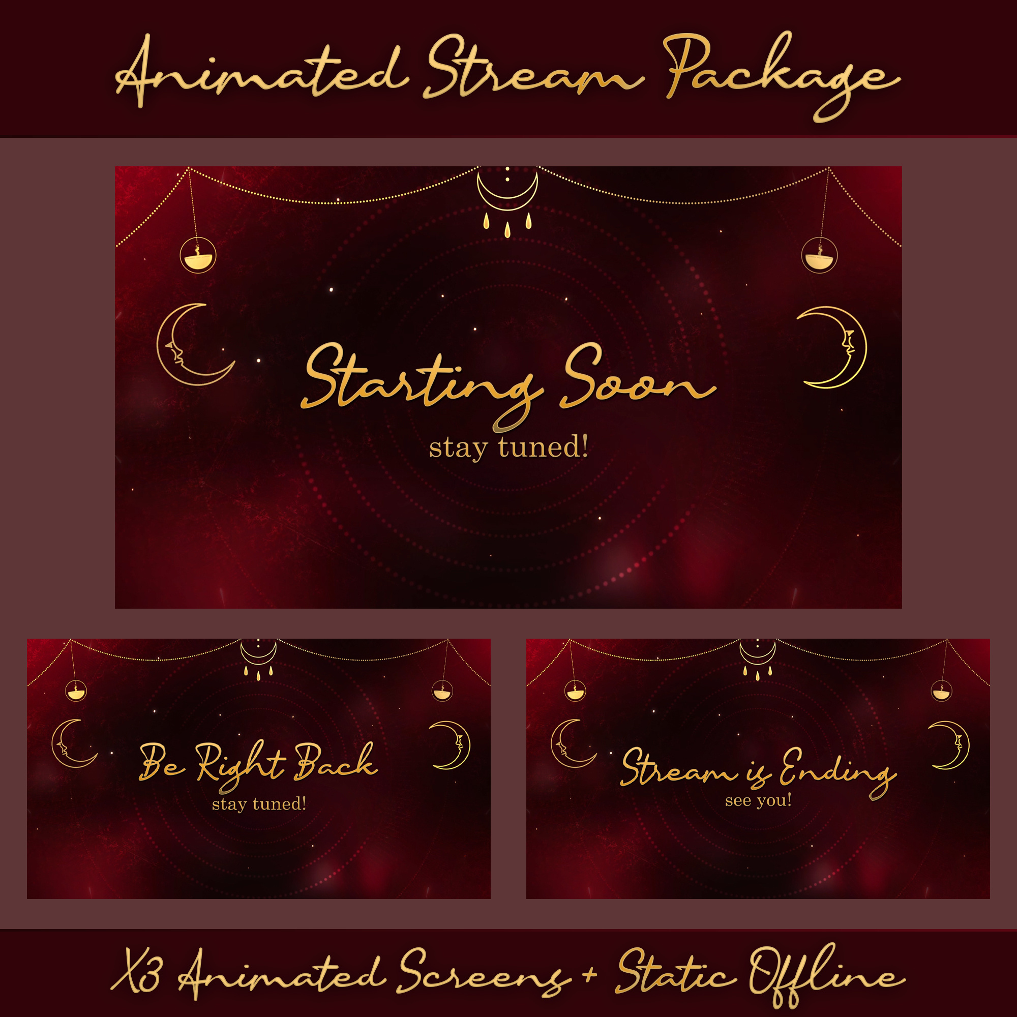 Mystic Night Animated Stream Package Twitch Overlay,YouTube,Kick by ...