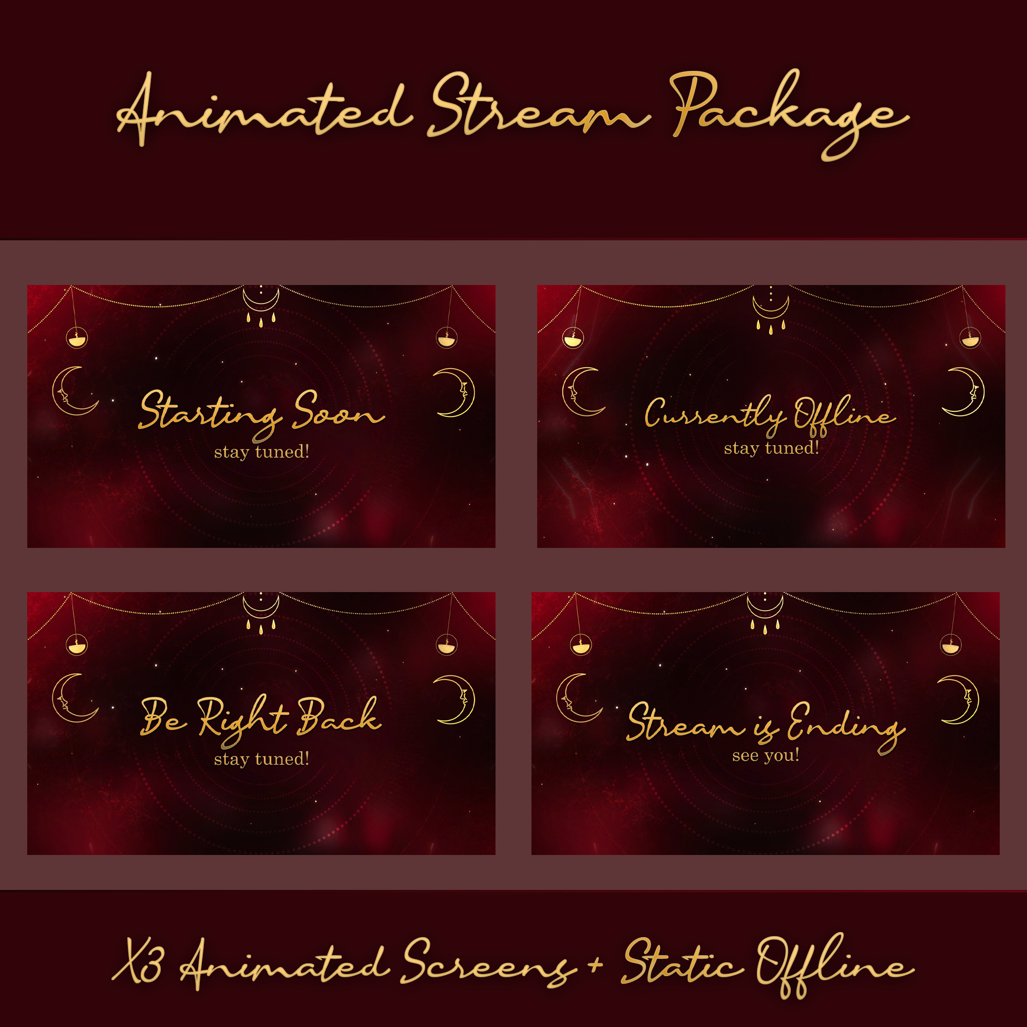 Mystic Night Animated Stream Package Twitch Overlay,YouTube,Kick by ...