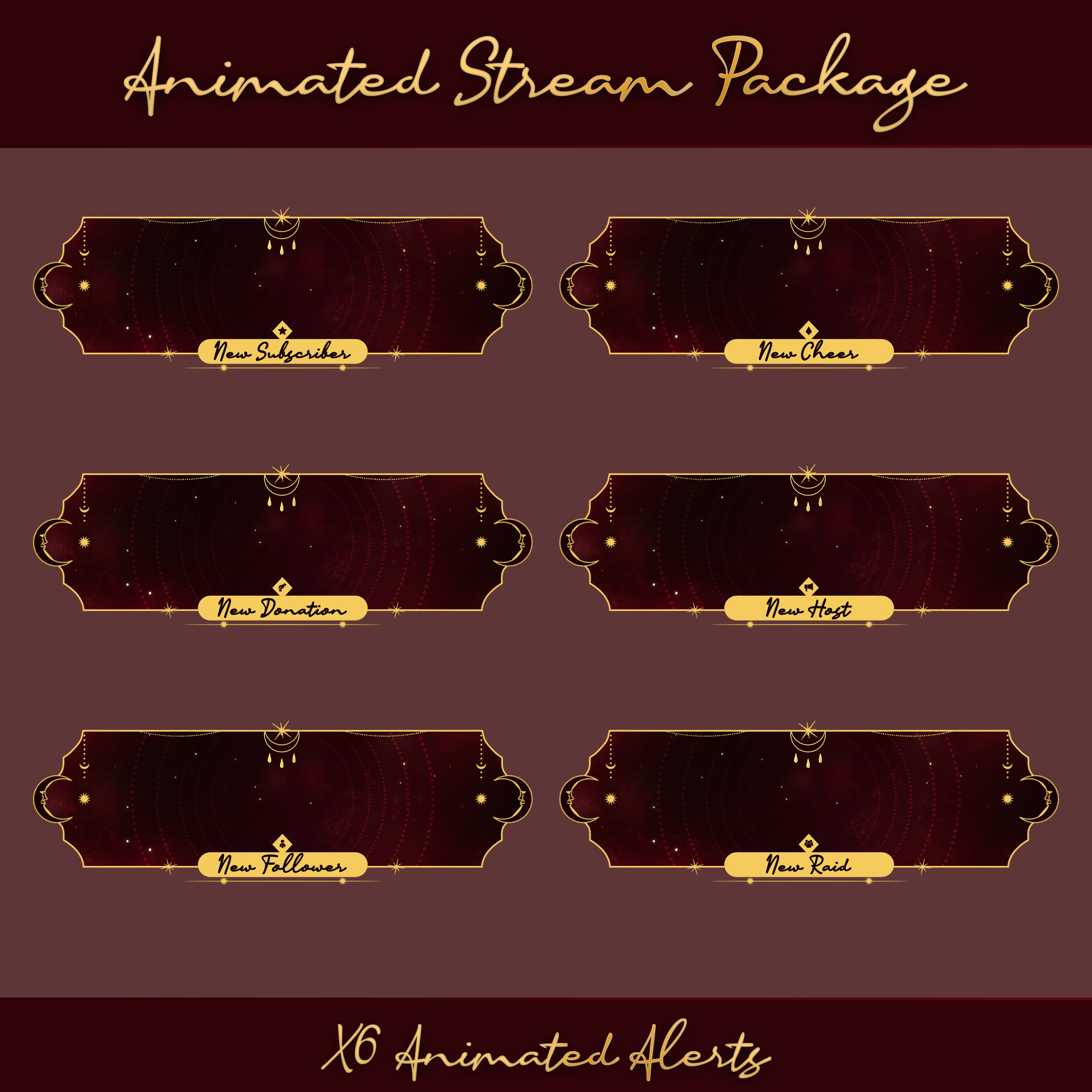 Mystic Night Animated Stream Package Twitch Overlay,YouTube,Kick by ...