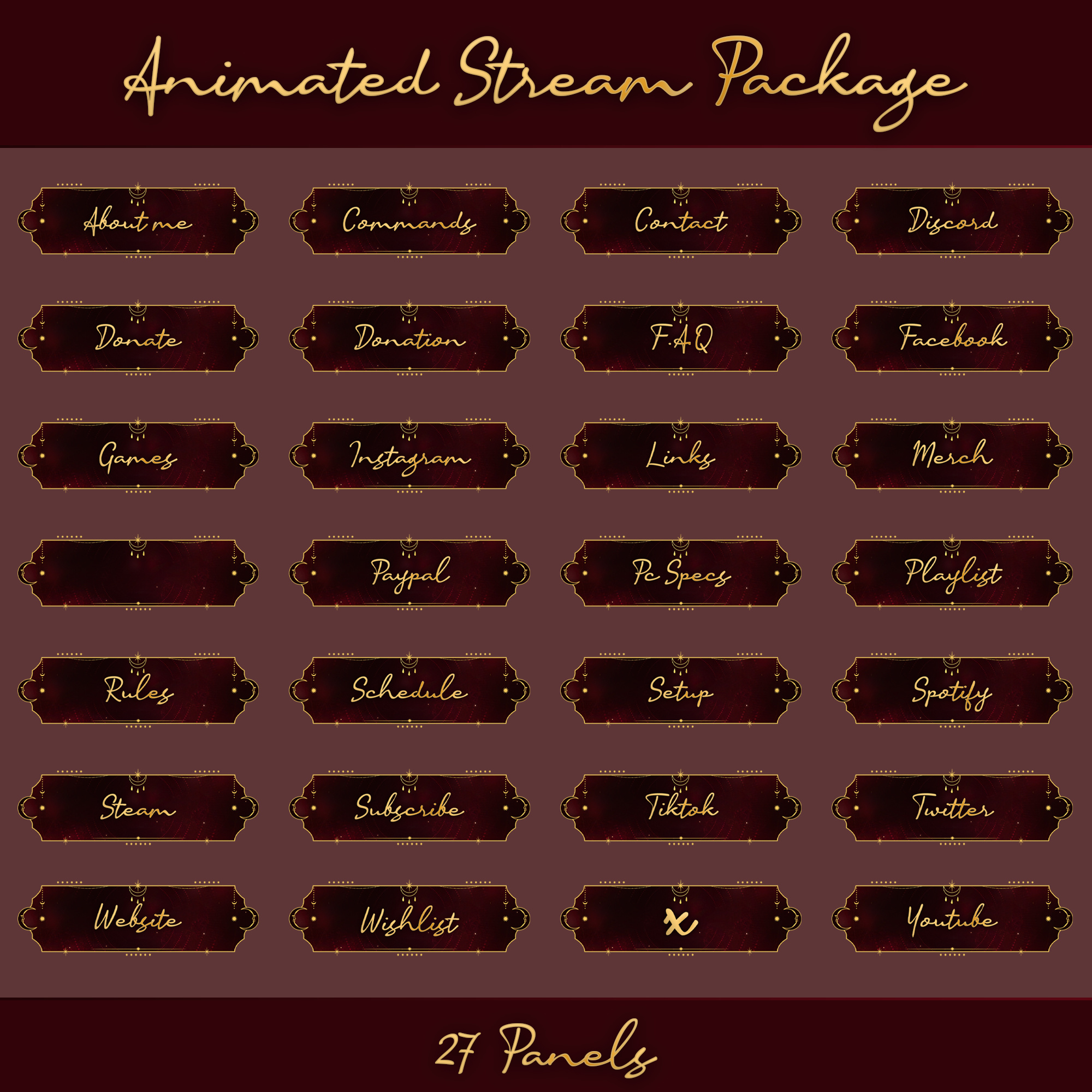 Mystic Night Animated Stream Package Twitch Overlay,YouTube,Kick by ...