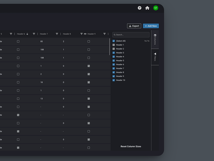 Columns Filter Component by Yusuf on Dribbble