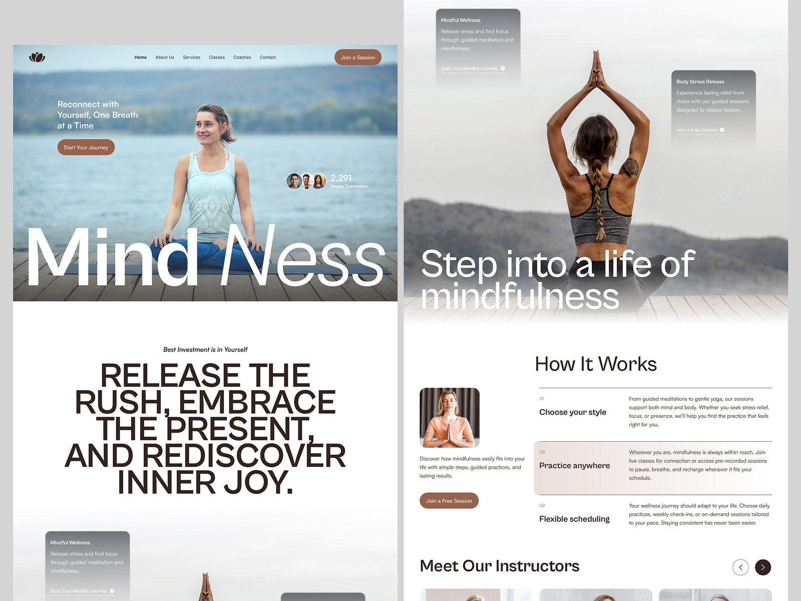 Mindfulness & Yoga Website UI – Calm, Minimal, Wellness Design by Peno ...