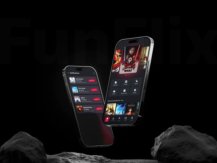 Funflix – Live TV & Movie Streaming App UI/UX by Asiq M. for Netro Systems on Dribbble
