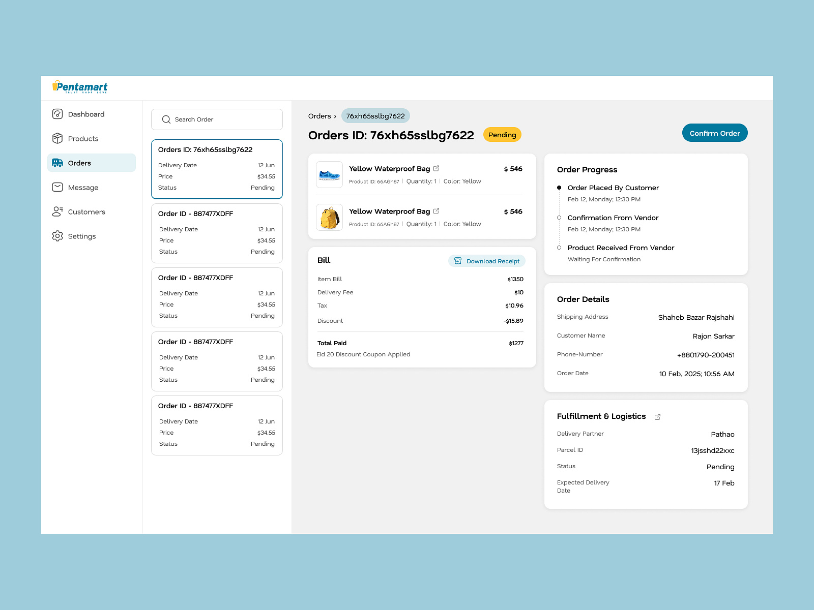 Order List & Detail Page UI design by Abdun Nur Wasit on Dribbble