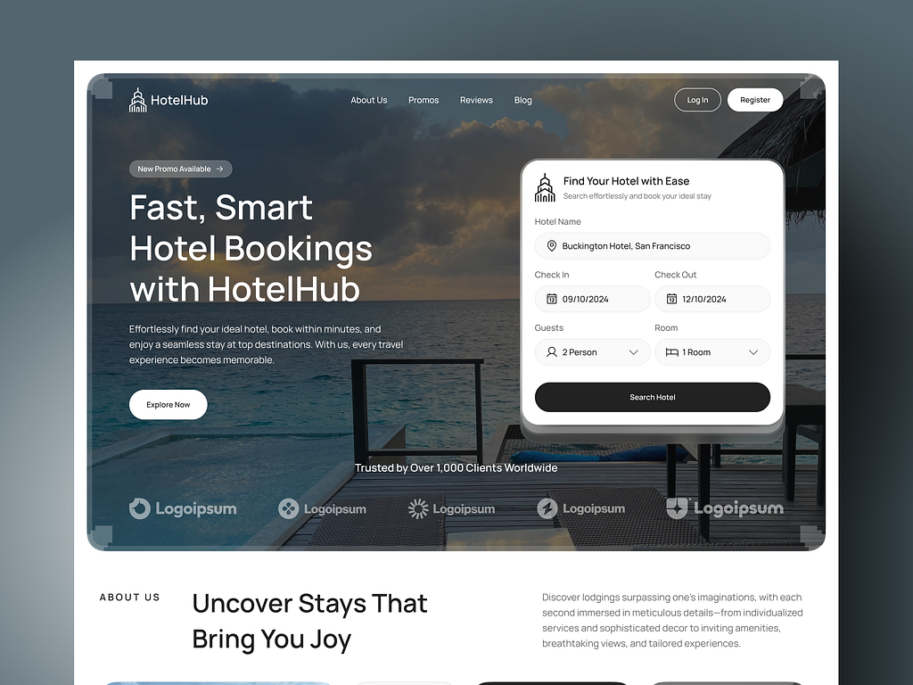 HotelHub – Hotel Booking Landing Page UI Design by Mostofa | UIUX & Web ...