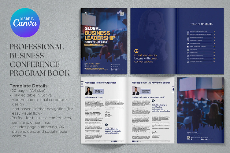 Professional Conference Program Book Template by Oshin on Dribbble