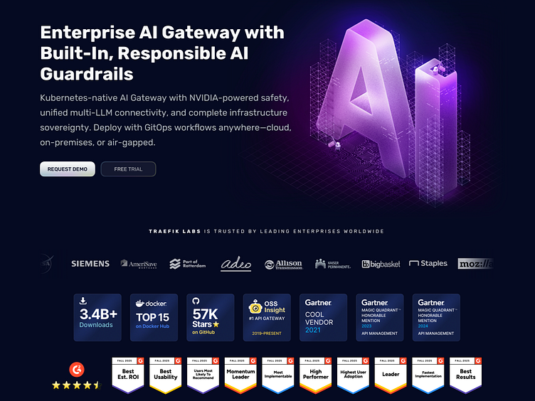Traefik’s AI Gateway page. Clarity through abstraction. by Josep Jane & Rosello on Dribbble