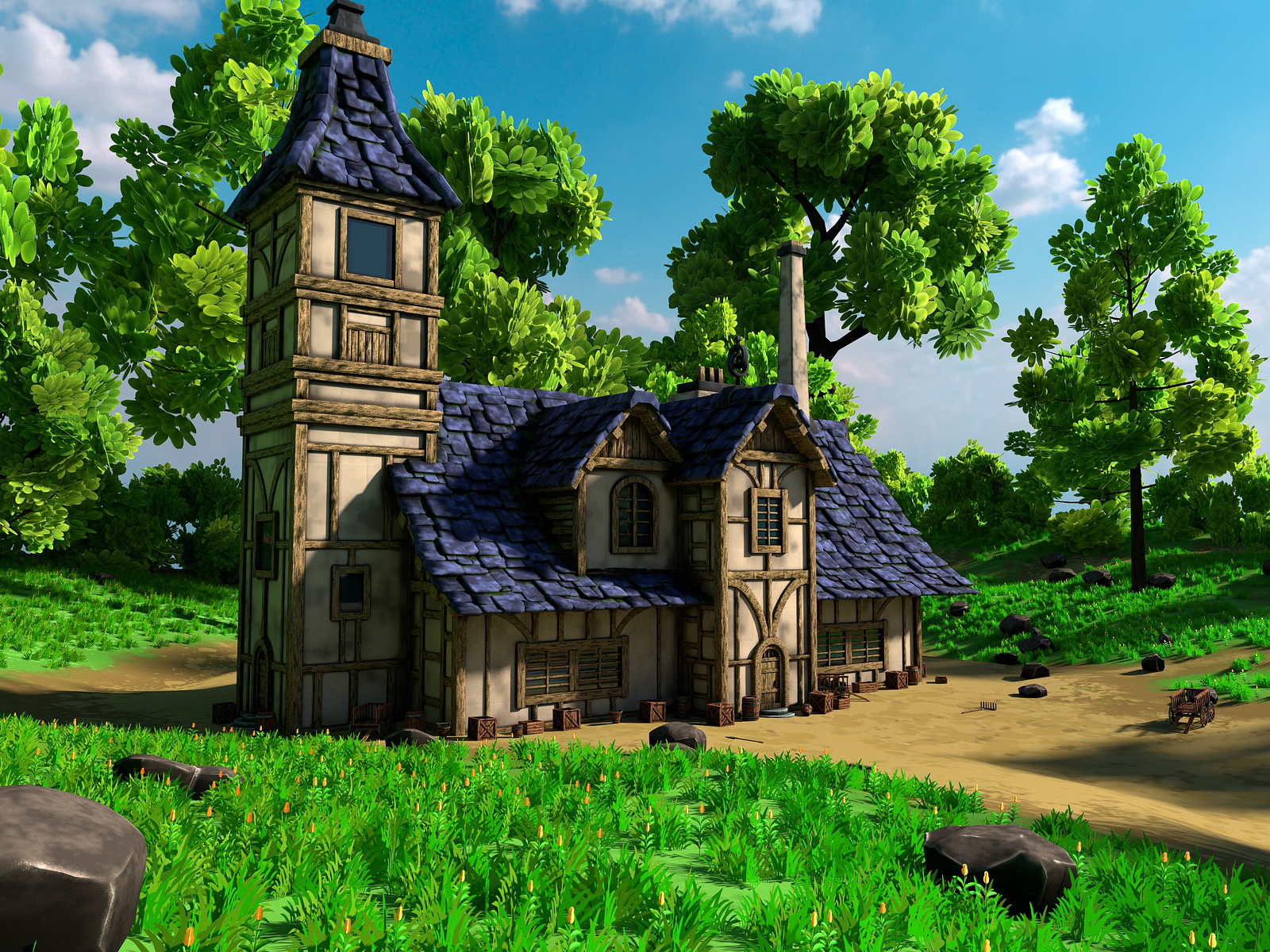 Stylized Medieval House 12 With Environment 3d Model by Fang 3D on Dribbble