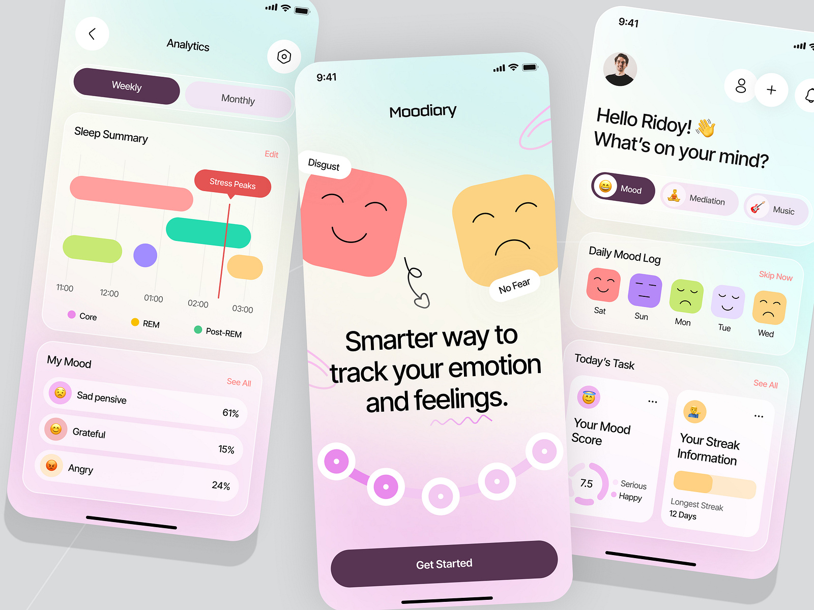 🎨 Moodiary – Smart Emotion & Mood Tracker App by Ridoy Ahmed for Arobix ...