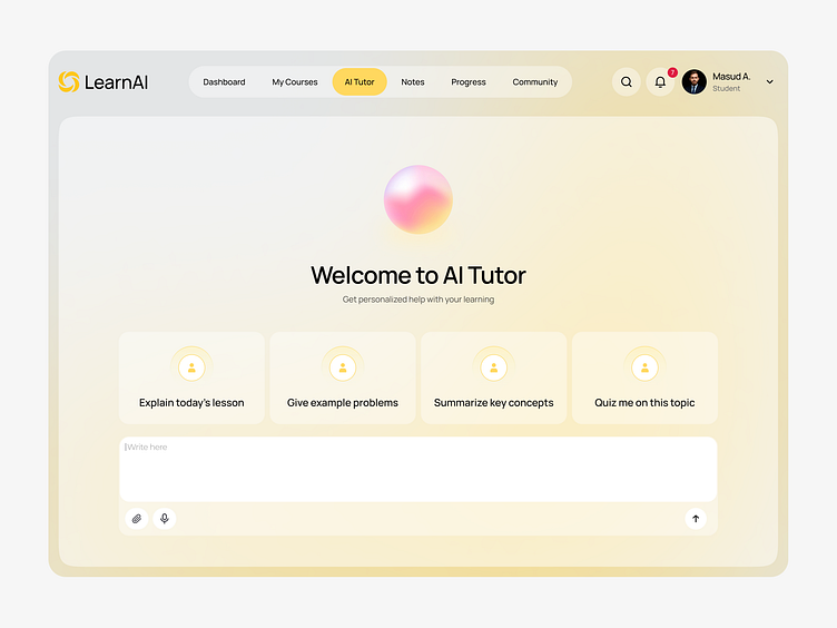 LearnAI – Smart Learning Dashboard by Afzal Masud 🔥 on Dribbble