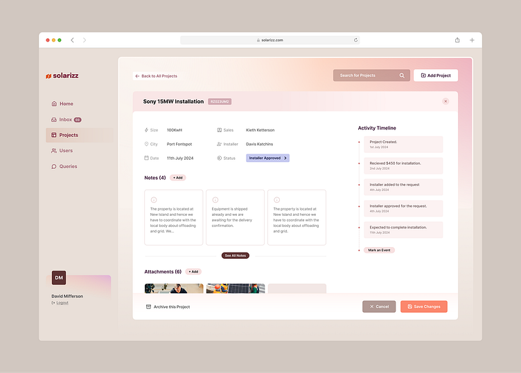 Solarizz - Project Pages by CoffeeCharged on Dribbble