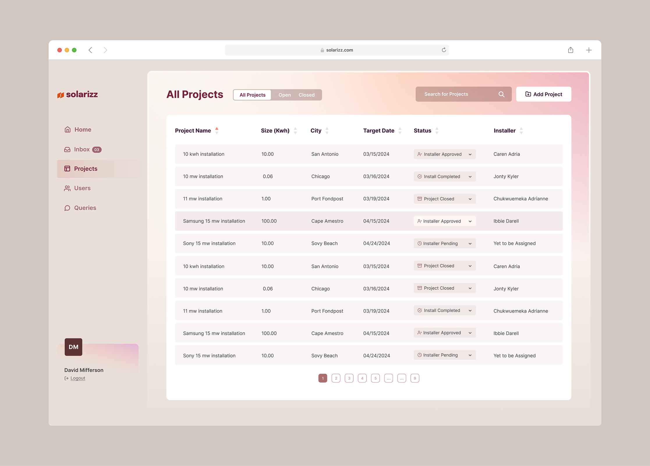 Solarizz - Project Pages by CoffeeCharged on Dribbble