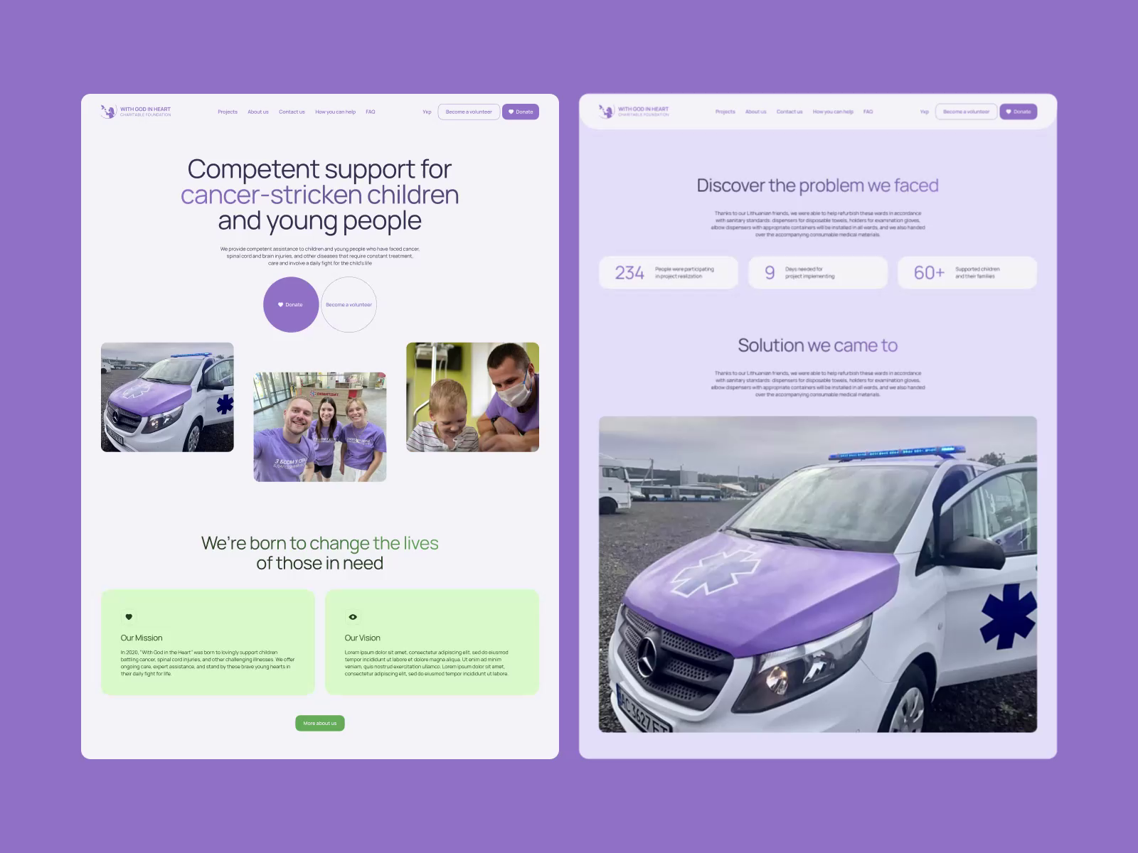 AI Landing page web design charity layout overview WGIH by Lazarev. | Web Design for Lazarev. UI ...