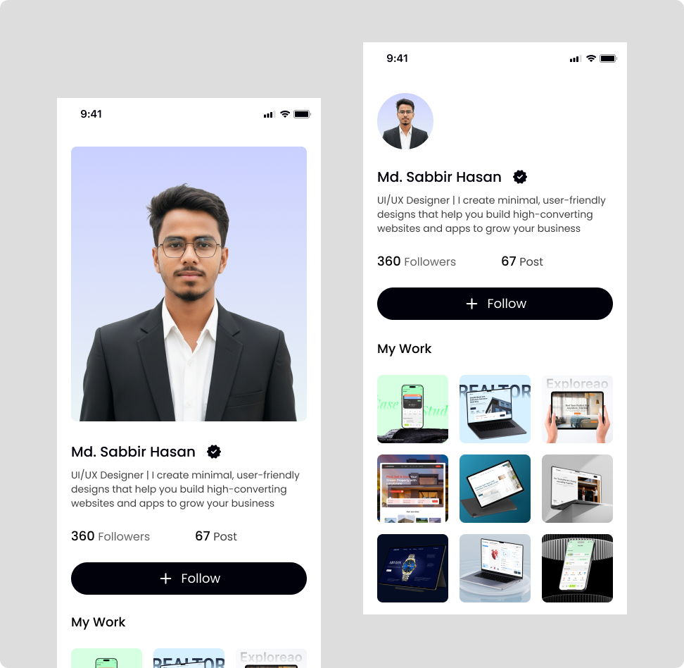 Clean Personal Profile UI — Showcasing Designer’s Identity by Sabbir ...