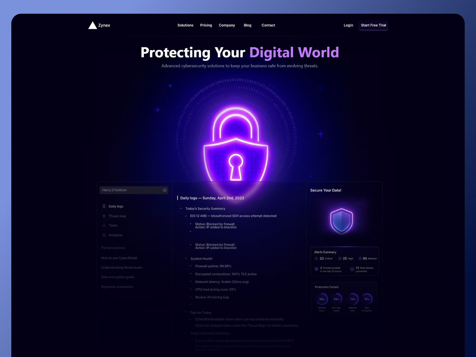 Free Cyber Security Website Template – React & Tailwind CSS by Berkay BAL on Dribbble