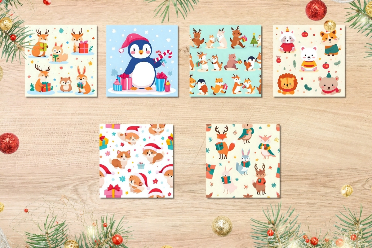 Frosty paws & cozy claws seamless patterns by Cutieverse Studio on Dribbble