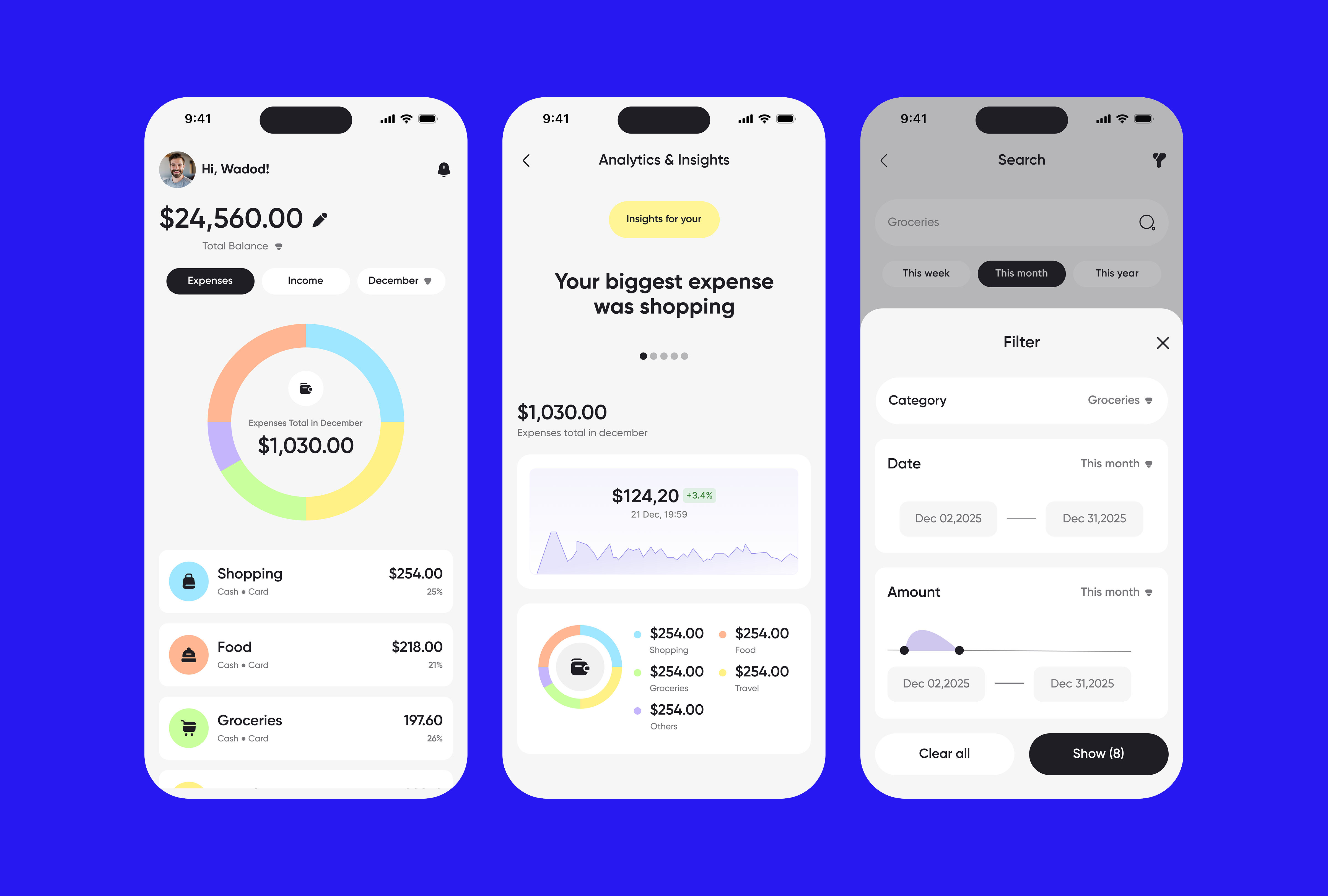 Smart Expense Tracker App UI by Maaz Siddiqui on Dribbble