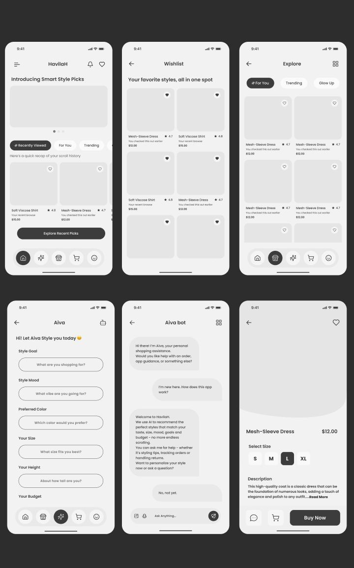 HavilaH App: AI Powered Style Assistant (Wireframe Concept) by ...