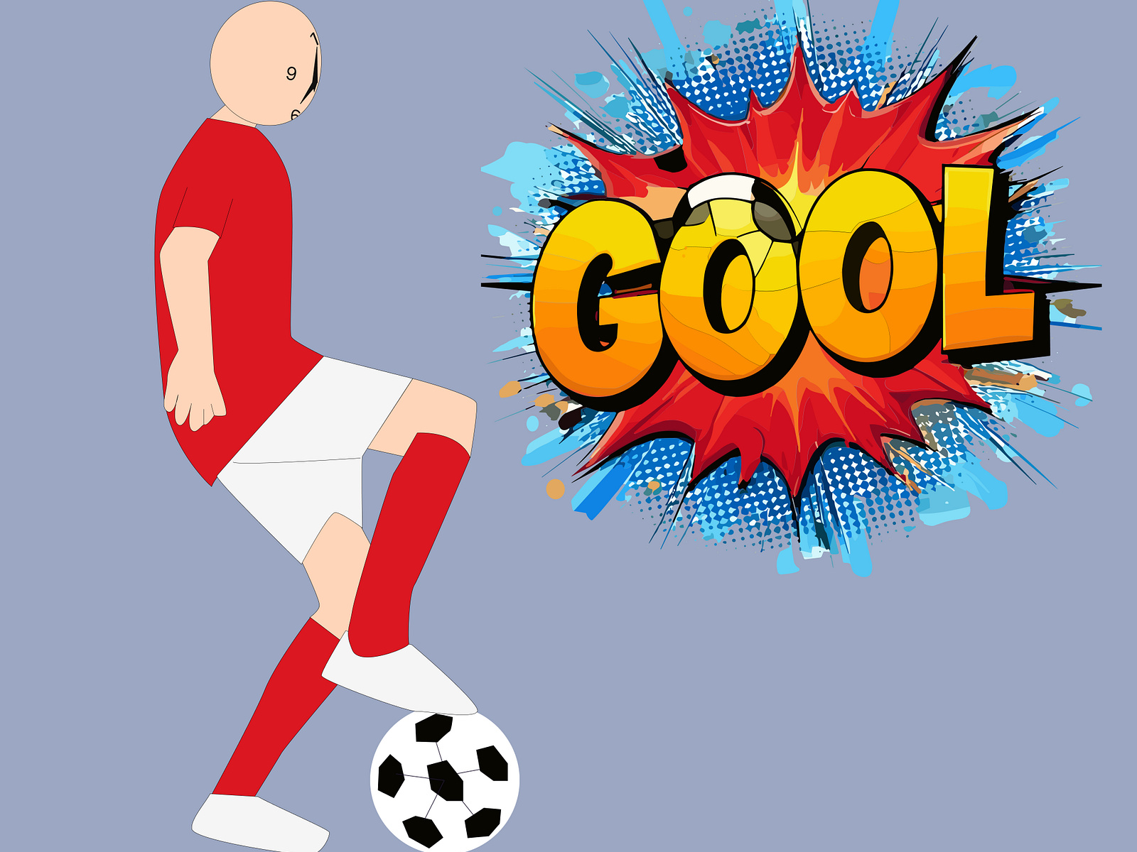 Soccer player kicking ball with comic style GOOL explosion text by ...