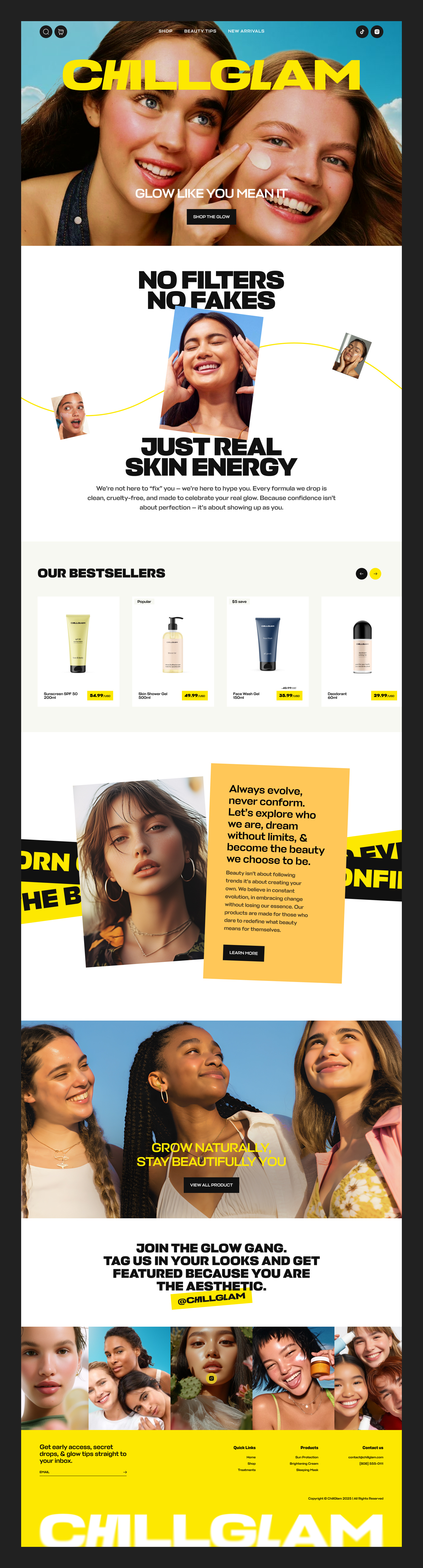 ChillGlam - Skincare eCommerce website by Subash Chandra for Seative Digital on Dribbble