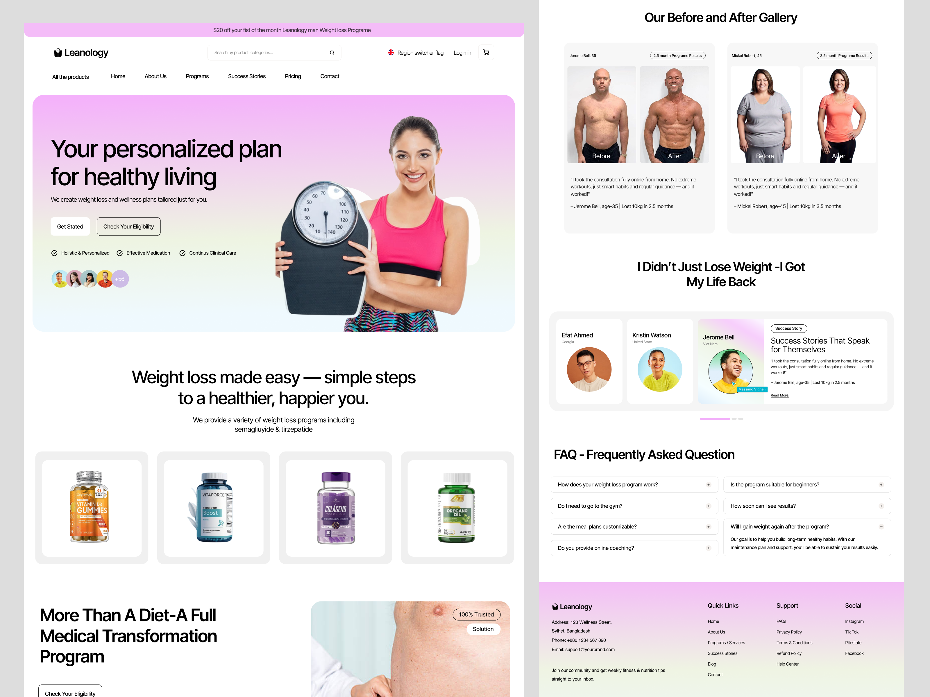 Weight Loss Website by Junaki 🌸 on Dribbble
